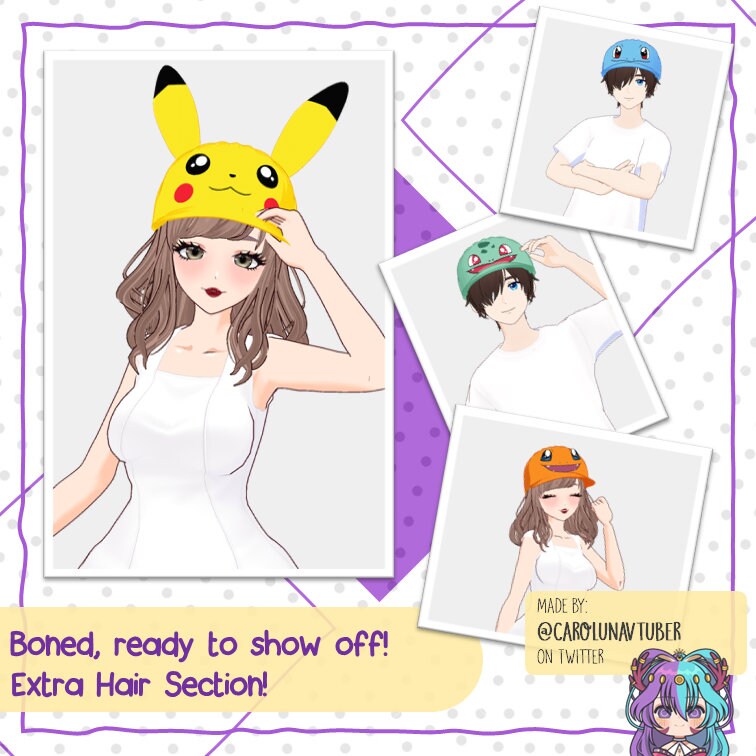 Vroid Hair Preset- Pokemon Starters Caps - Etsy