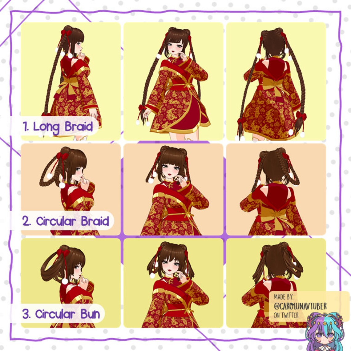 Vroid Hair Preset- Braided Twin Tails (3 Options) - Etsy