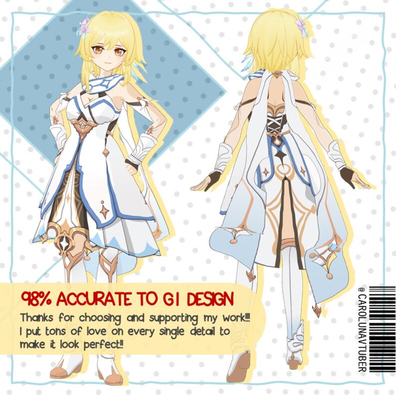 Vroid Model- Lumine/genshin Impact - Etsy