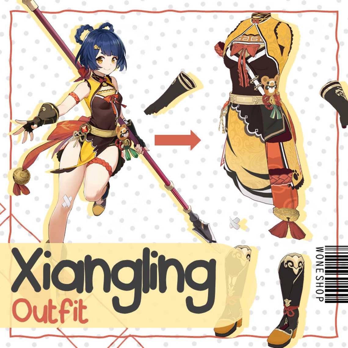Vroid Outfit Xiangling/genshin Impact - Etsy Singapore