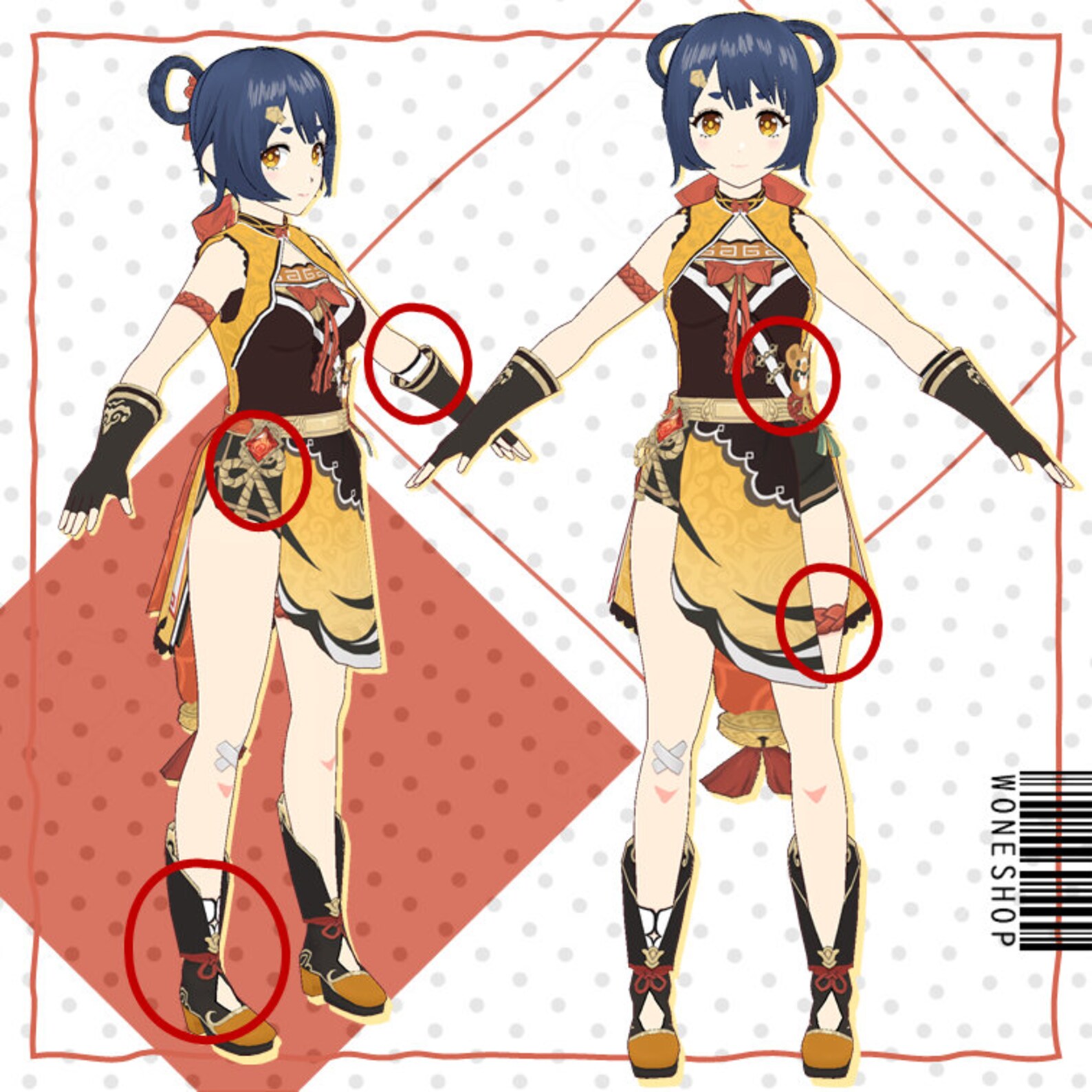 Vroid Outfit- Xiangling/genshin Impact - Etsy Canada