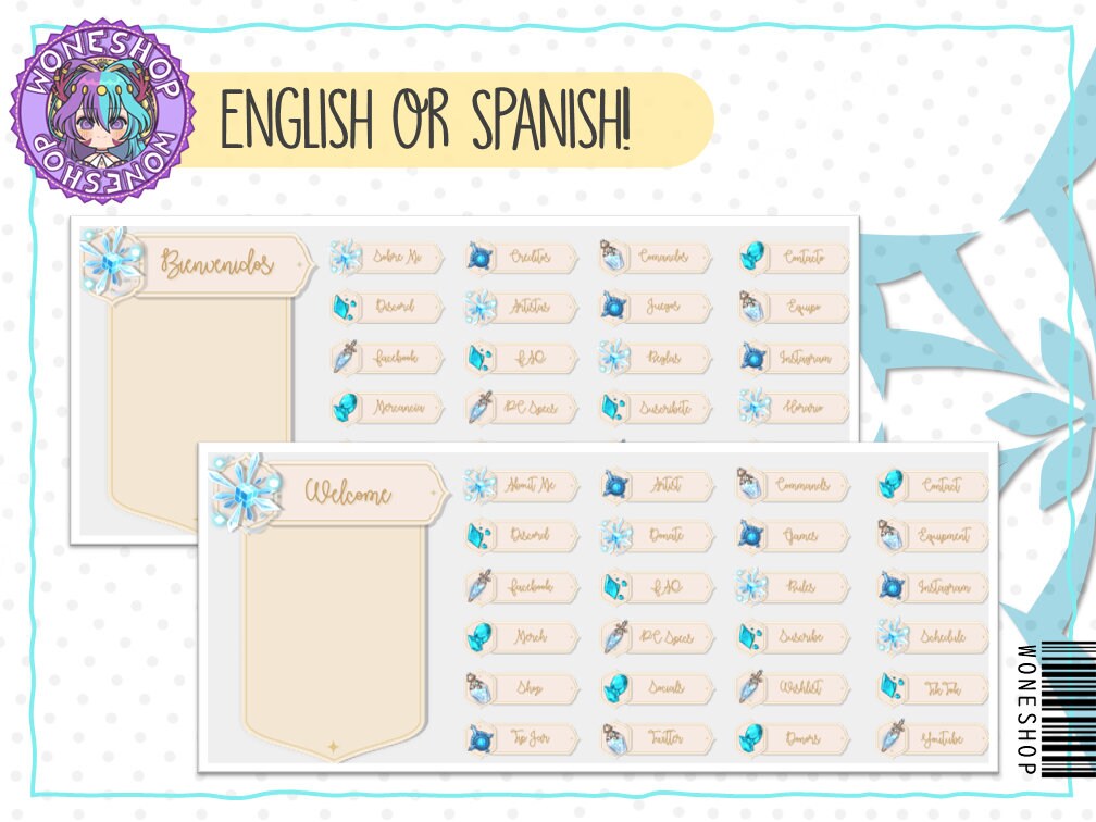 TWITCH PANELS en/es: Cryo Genshin Impact - Etsy