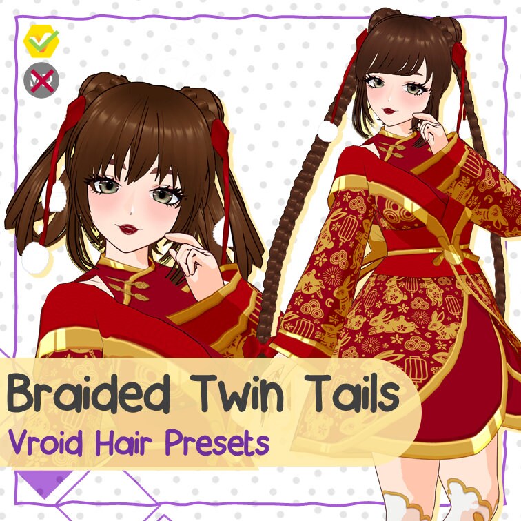 Vroid Hair Preset- Braided Twin Tails (3 Options) - Etsy