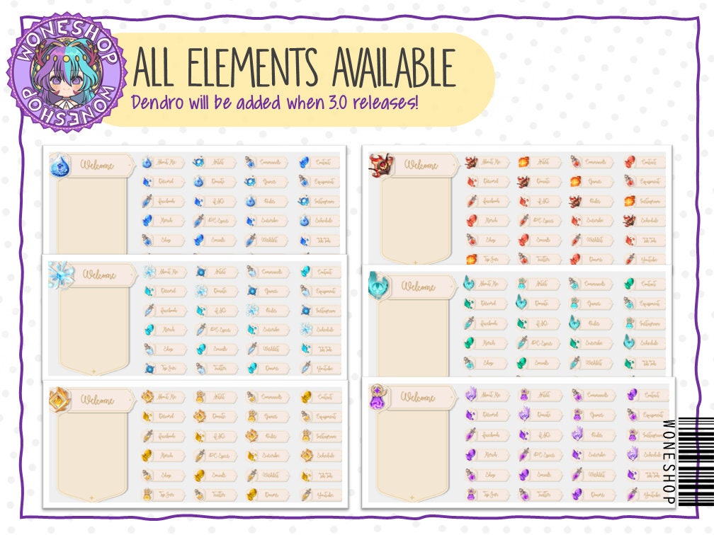 TWITCH PANELS en/es: Cryo Genshin Impact - Etsy