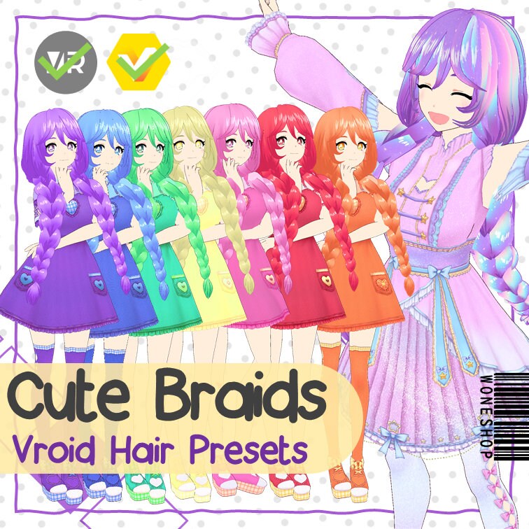 Vroid Hair Preset Cute Doble Braid - Etsy