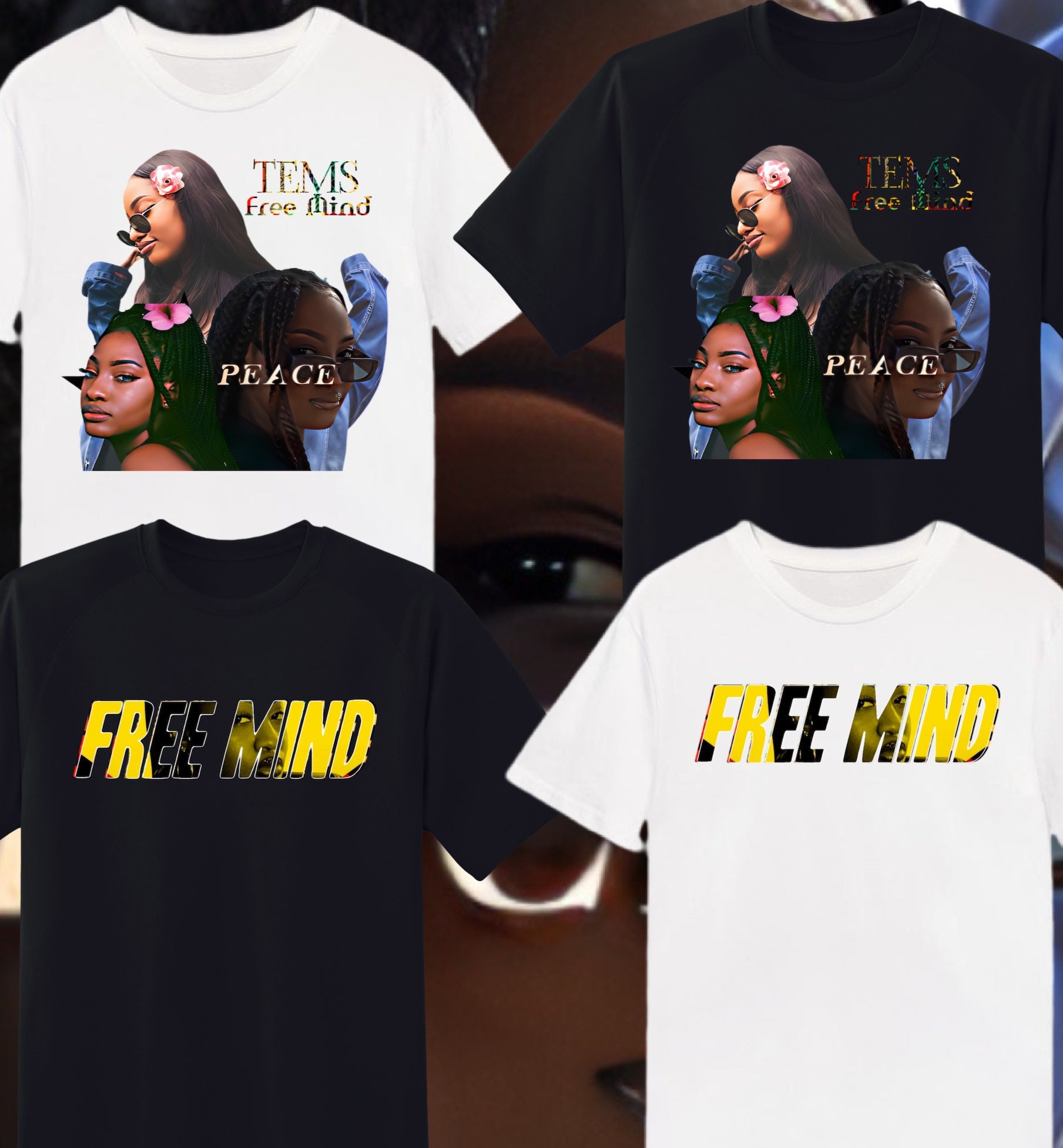 Tems “free Mind” Custom Graphic T-shirts, Crop Tops, Bodysuits ...