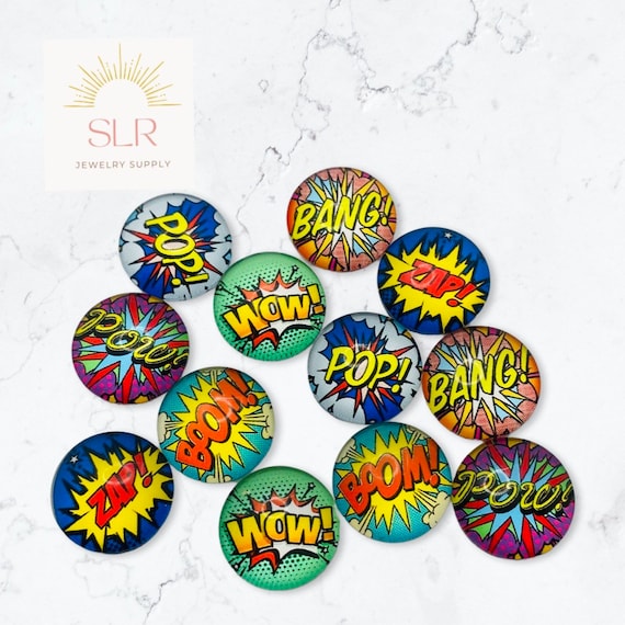 18mm Comic Book Action Words Round Glass Cabochons DIY Jewelry - Etsy