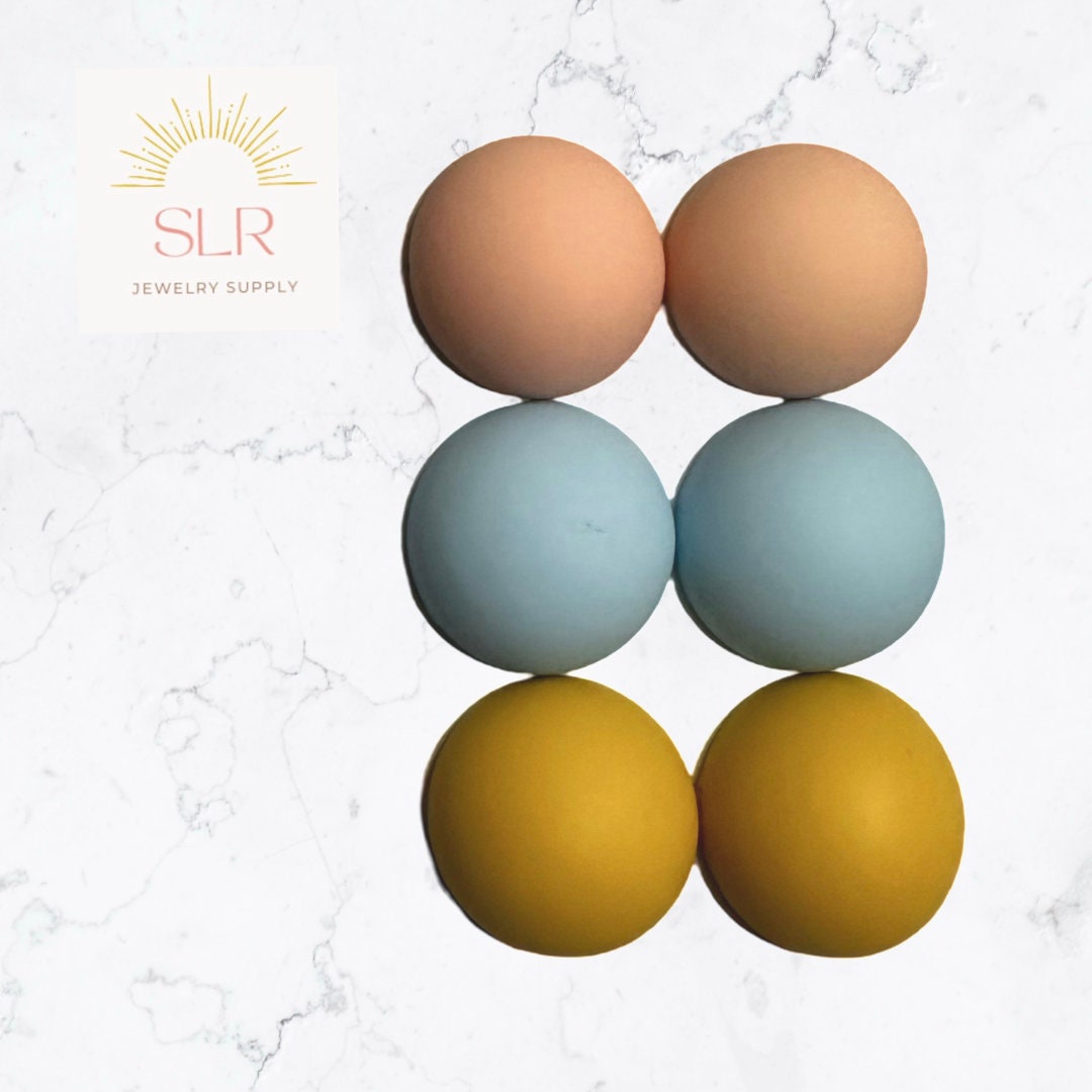 14mm 3 Pair Mix Pack Colours Matte Round Resin Flatback Cabochons DIY ...
