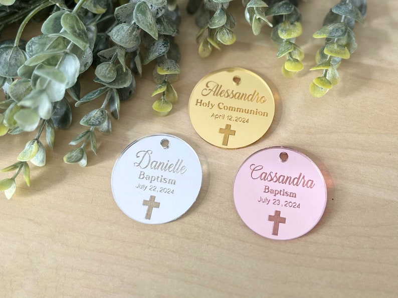 First Communion Favour Tags | Baptism Favour Tags | Acrylic Mirror Tags ...