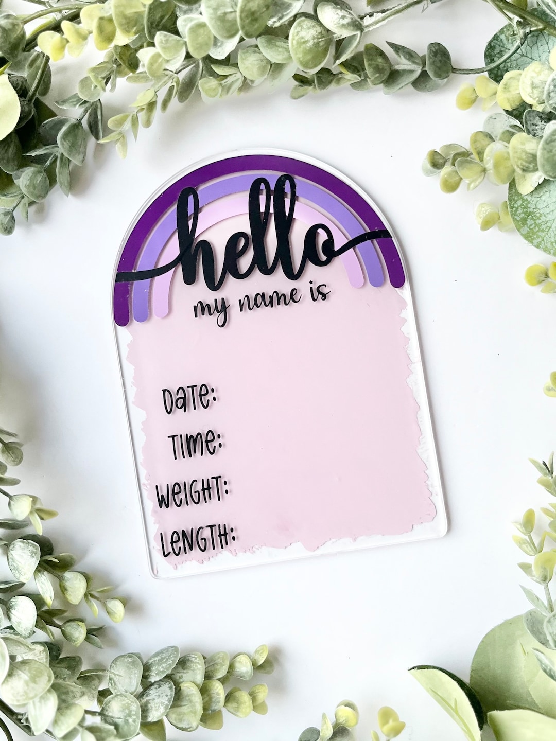 Baby Name Announcement Sign | Hello My Name is Sign | Erasable Acrylic ...