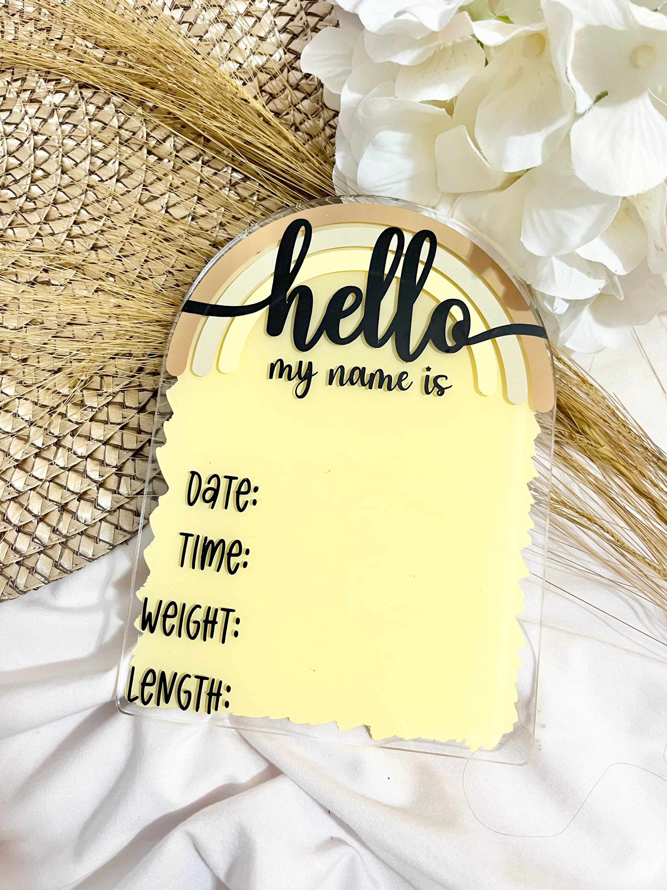 Baby Name Announcement Sign Hello My Name is Sign Erasable - Etsy Canada