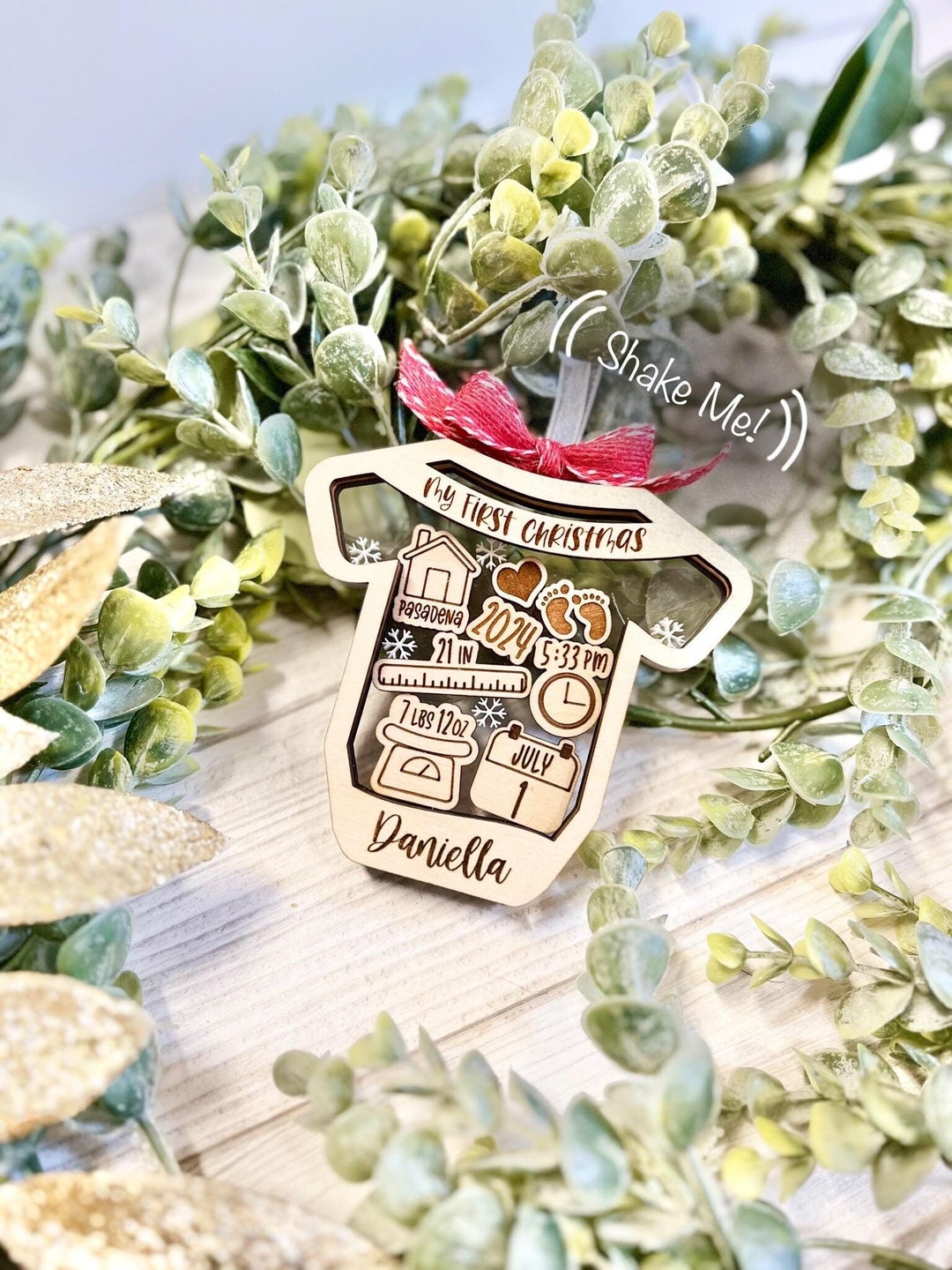 Baby Shaker Birth Stat Ornament | Baby Shaker | Baby First Christmas ...