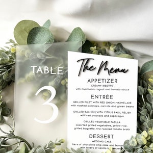 Wedding Table Number and Menu Sign | Table Number | Menu Sign | Acrylic ...