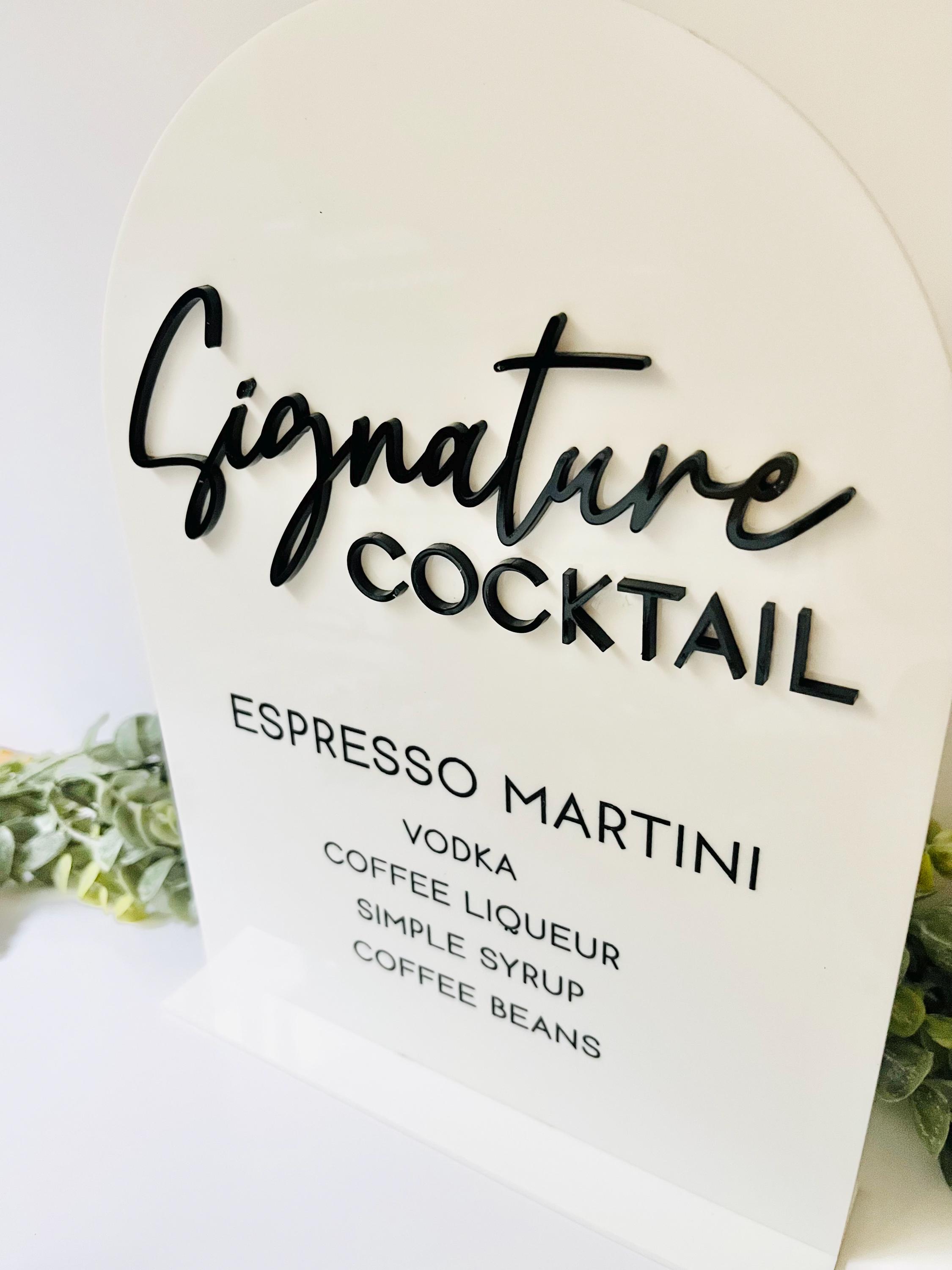 Signature Cocktail Sign | Bar Sign | Elegant Bar Sign | Modern Bar Sign ...