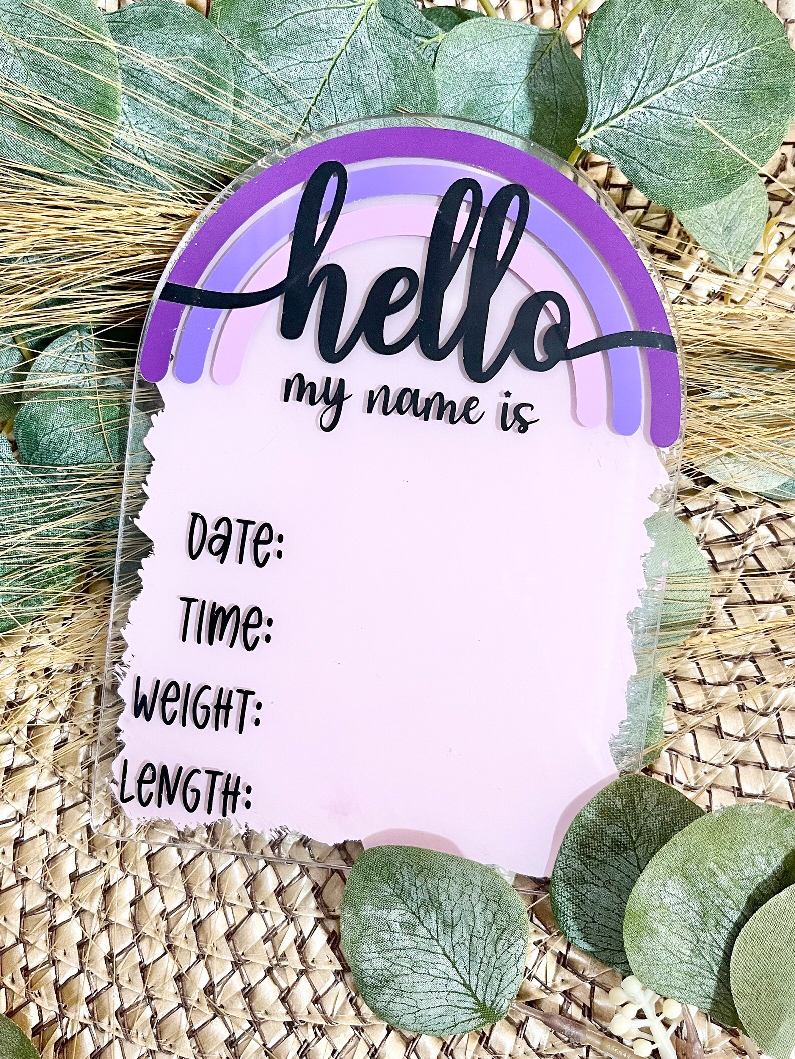 Baby Name Announcement Sign Hello My Name is Sign Erasable - Etsy Canada