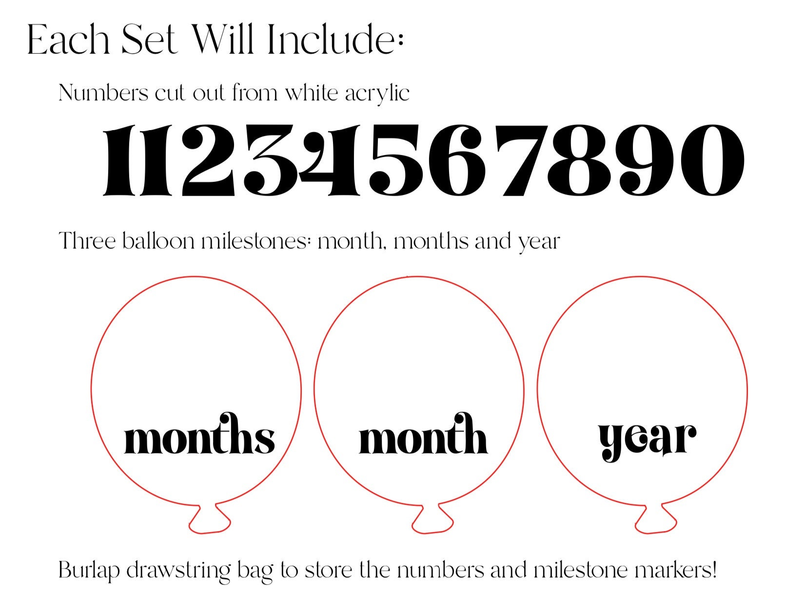 Interchangeable Monthly Milestone Set Acrylic Balloon - Etsy Canada