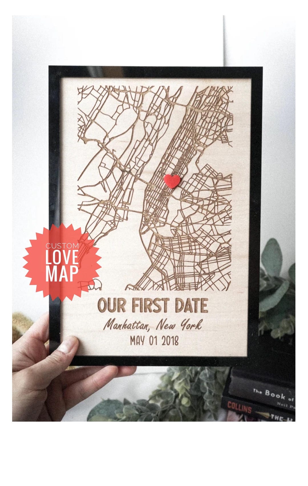 Where We Met Map | Engraved Map | Our First Date | Newly Wed Gift ...