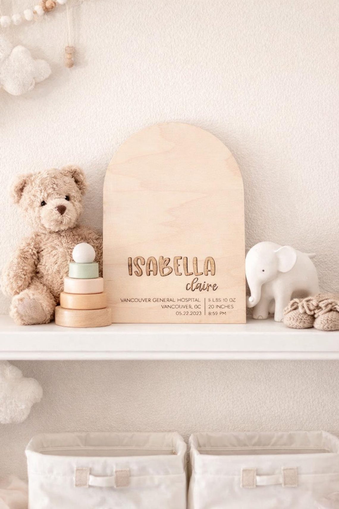 Footprint Baby Plaque | Handprint Baby Plaque | Personalized Baby Birth ...