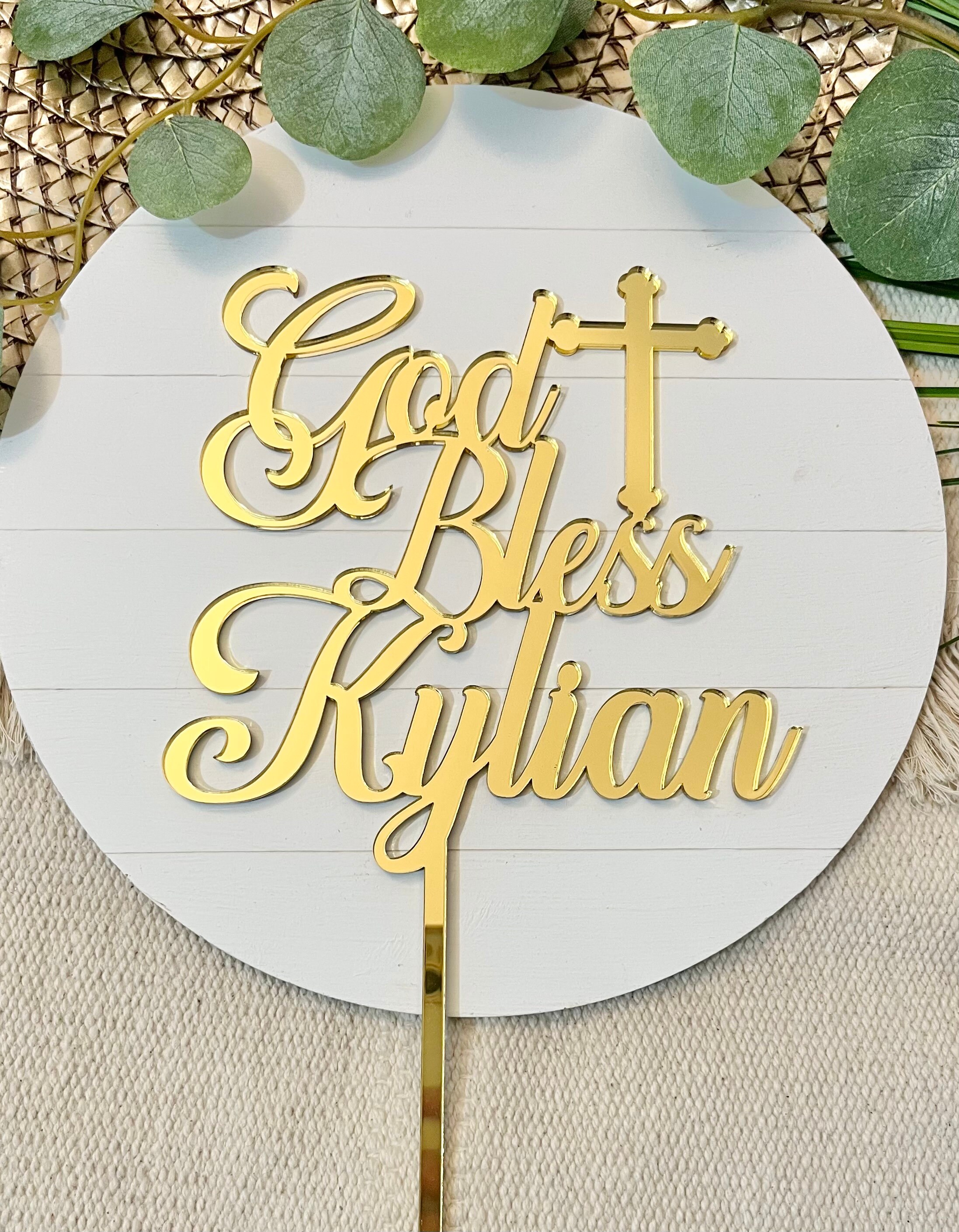 God Bless Cake Topper | Custom Cake Topper | Religious Cake Topper ...