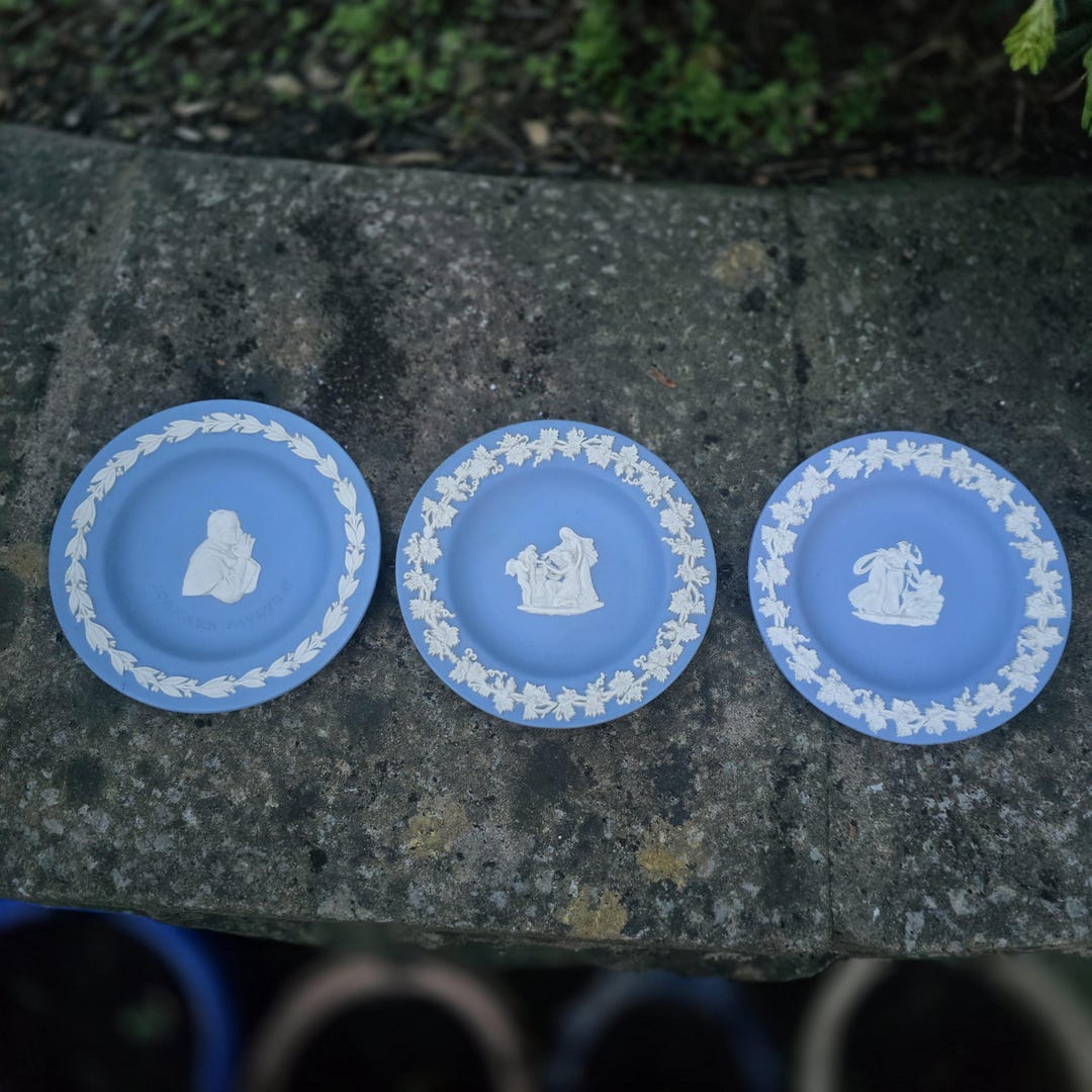 Set of Three Blue Wedgwood Jasperware Small Circular Trinket Plates - Etsy