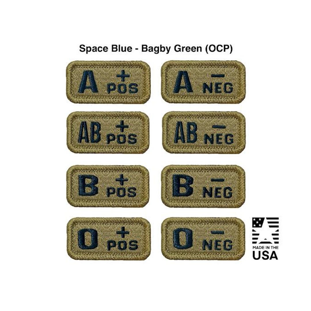 Space Blue OCP Camouflage Blood Type 1X2 Hook Back Embroidered Patches ...