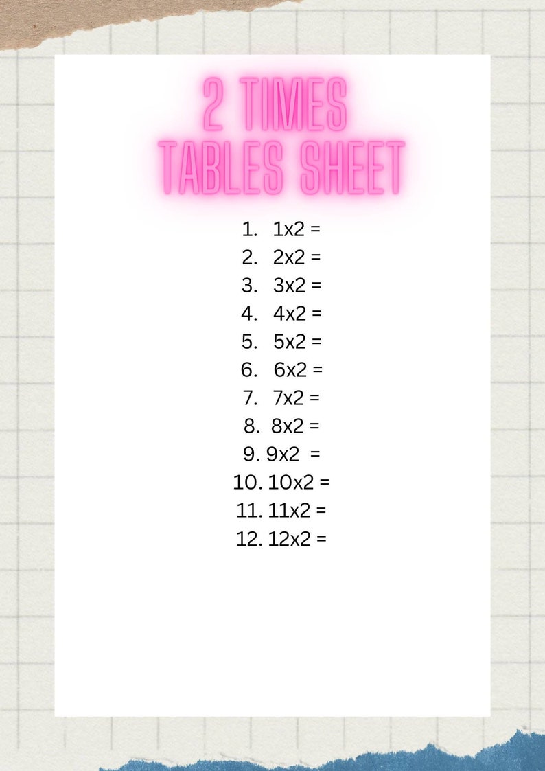Times Table Sheet - Etsy