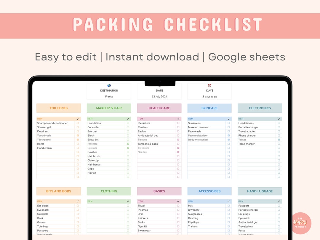 Holiday Packing Check List Editable Instant Download - Etsy