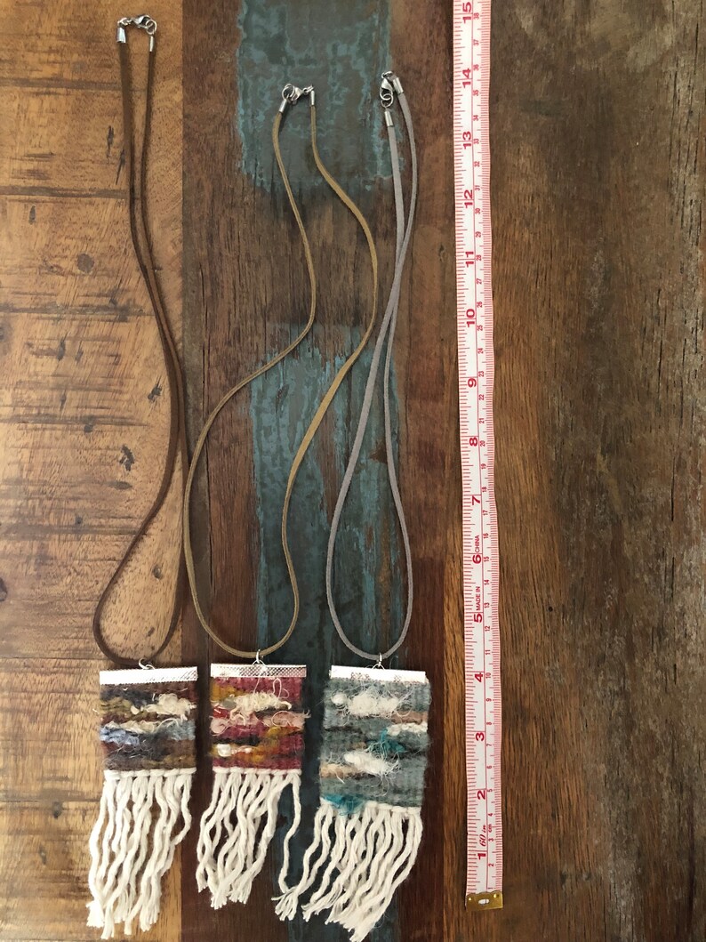 Woven Necklace Wool Pendant Blue Hand-made Necklace Statement Necklace ...