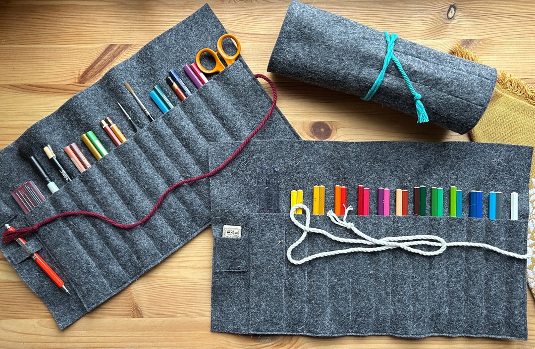 Roll up Felt Pen Case Tool Case Hand-made Pen Case Pen Organiser Tool ...