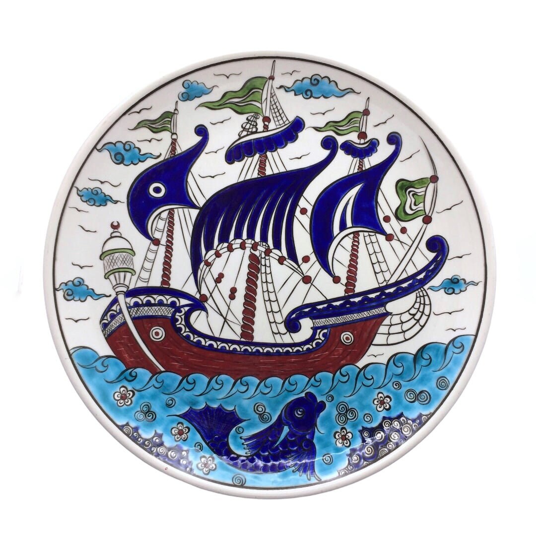 Decorative Traditional (ship) Kalyon Patterned Hand Made Nicea Ceramic ...