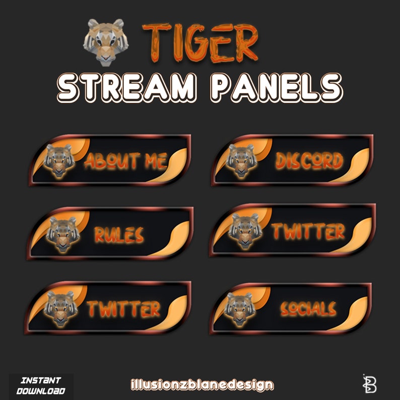 Twitch Tiger Themed Panels - Etsy