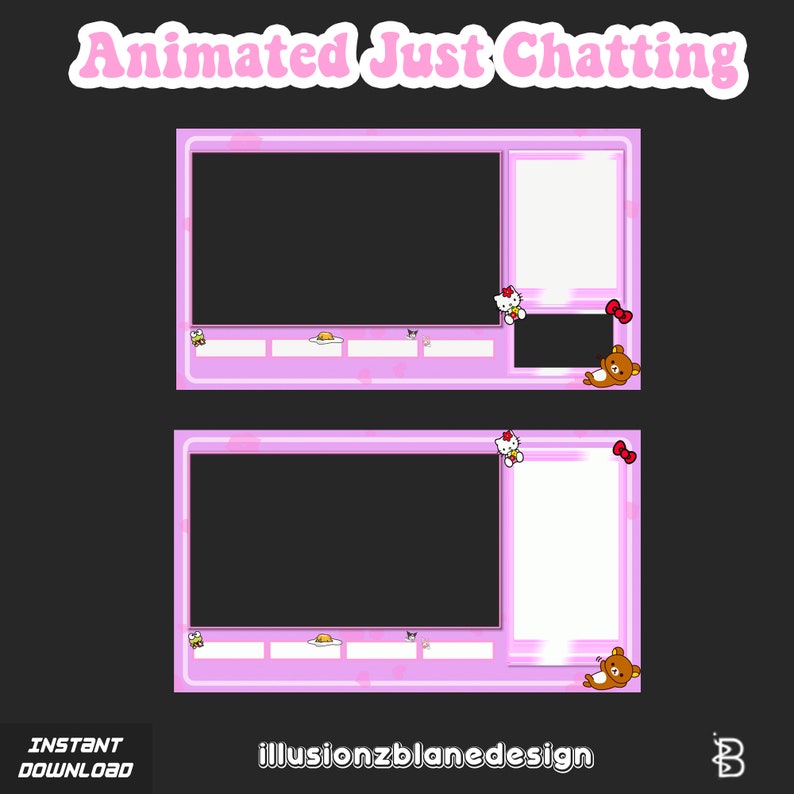 Cute Bunny Animated Stream Package Twitch Overlay Animated Borders 6x ...