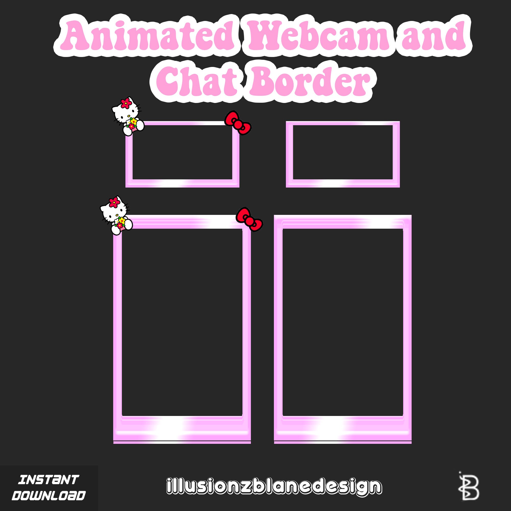 Cute Bunny Animated Stream Package Twitch Overlay Animated Borders 6x ...
