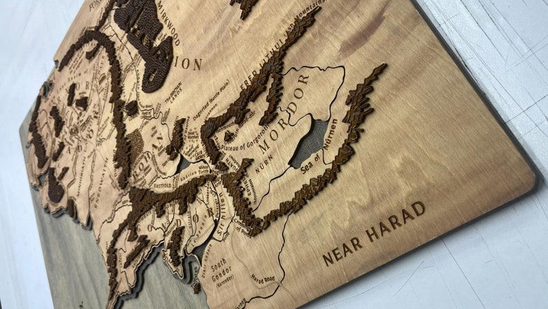 The Realm of Middle Earth Wooden Map - Etsy