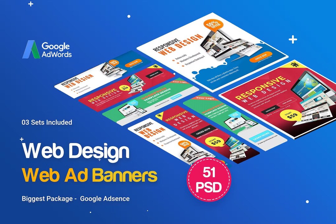 50+ Google Ads Web Banner Template Pack PSD - Etsy