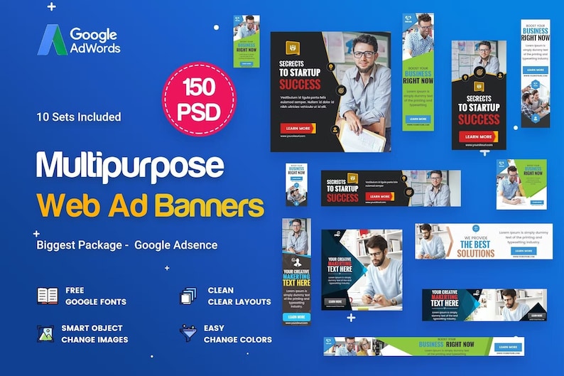 150 Google Ads Template Pack PSD - Etsy