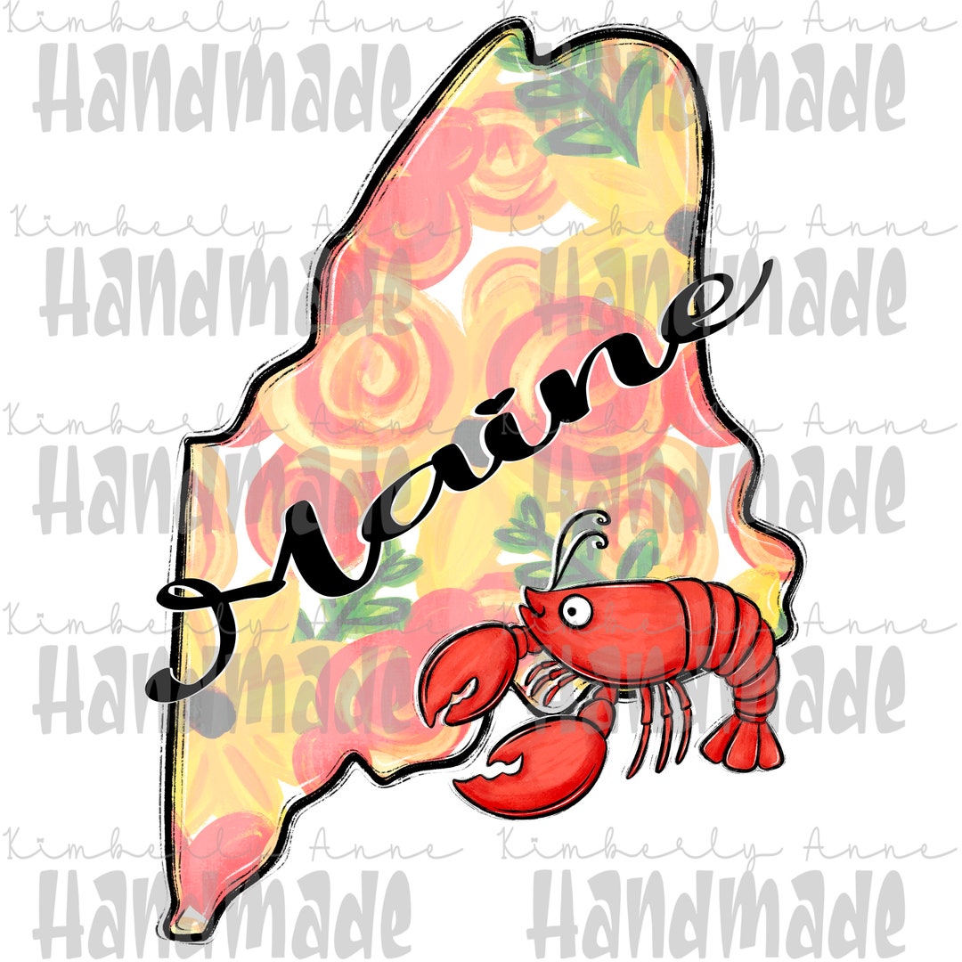 Maine Floral State Png, Sublimation Design, 300dpi, Flowers, Pastel ...
