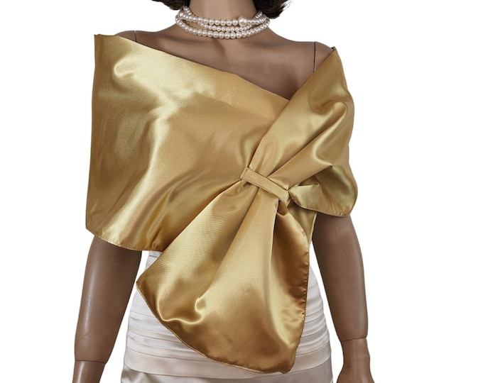 Luxury Silk Taffeta Wrap Shawl Bolero Winter Wedding 180 Cm Champagner ...