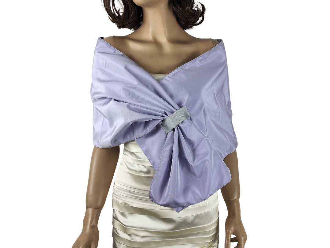 Lilac Satin Evening Wrap: Formal Hands-free Shoulder Shawl - Etsy