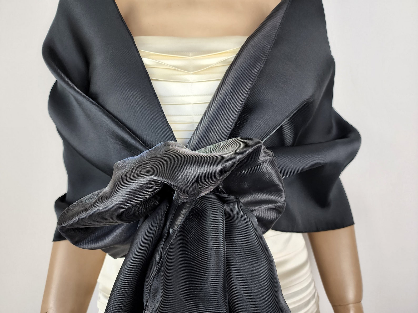 Oversized Black Satin Wrap Shawl, Black Satin Cover up Shawl, Black ...