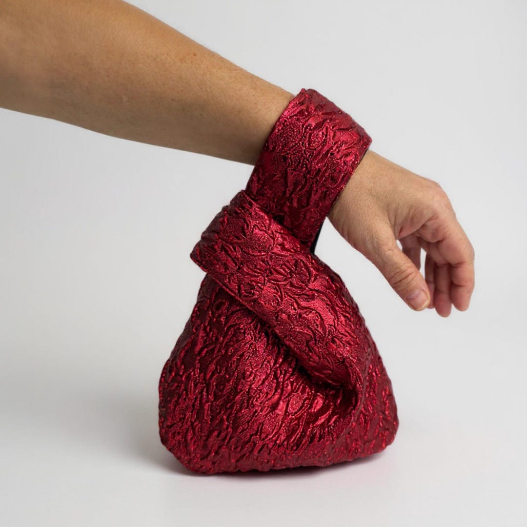 Wine Red Satin Japanese Knot Bag: Burgundy Wristlet Clutch - Etsy