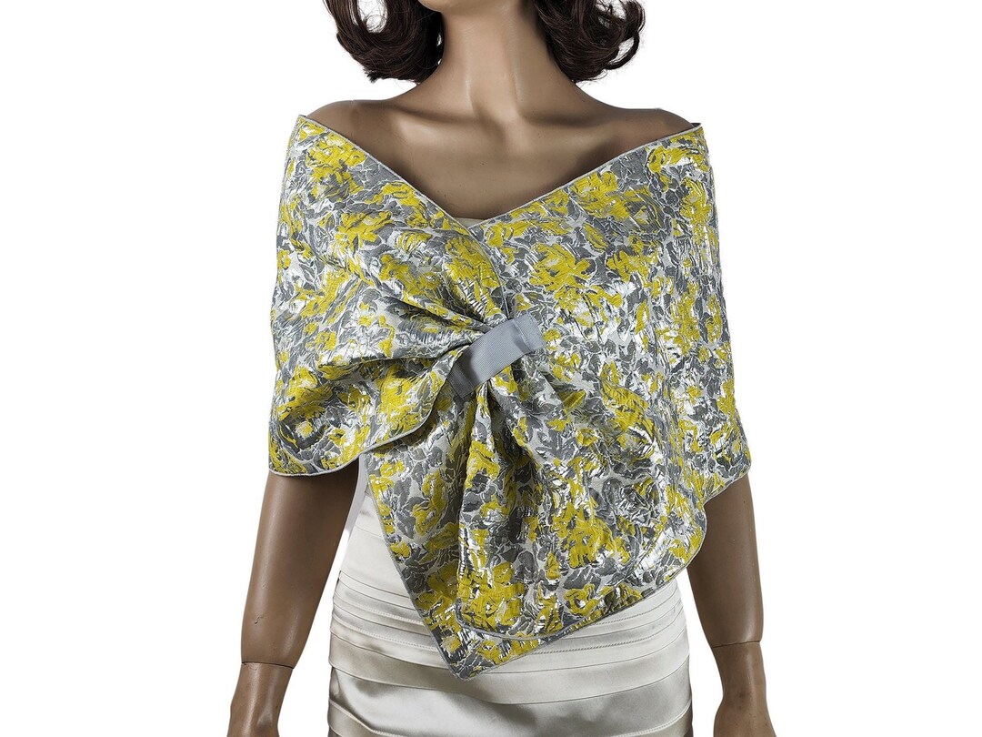 Woman Wrap Yellow Shawl Bolero Wedding , Prom Wrap Evening Wrap Satin ...