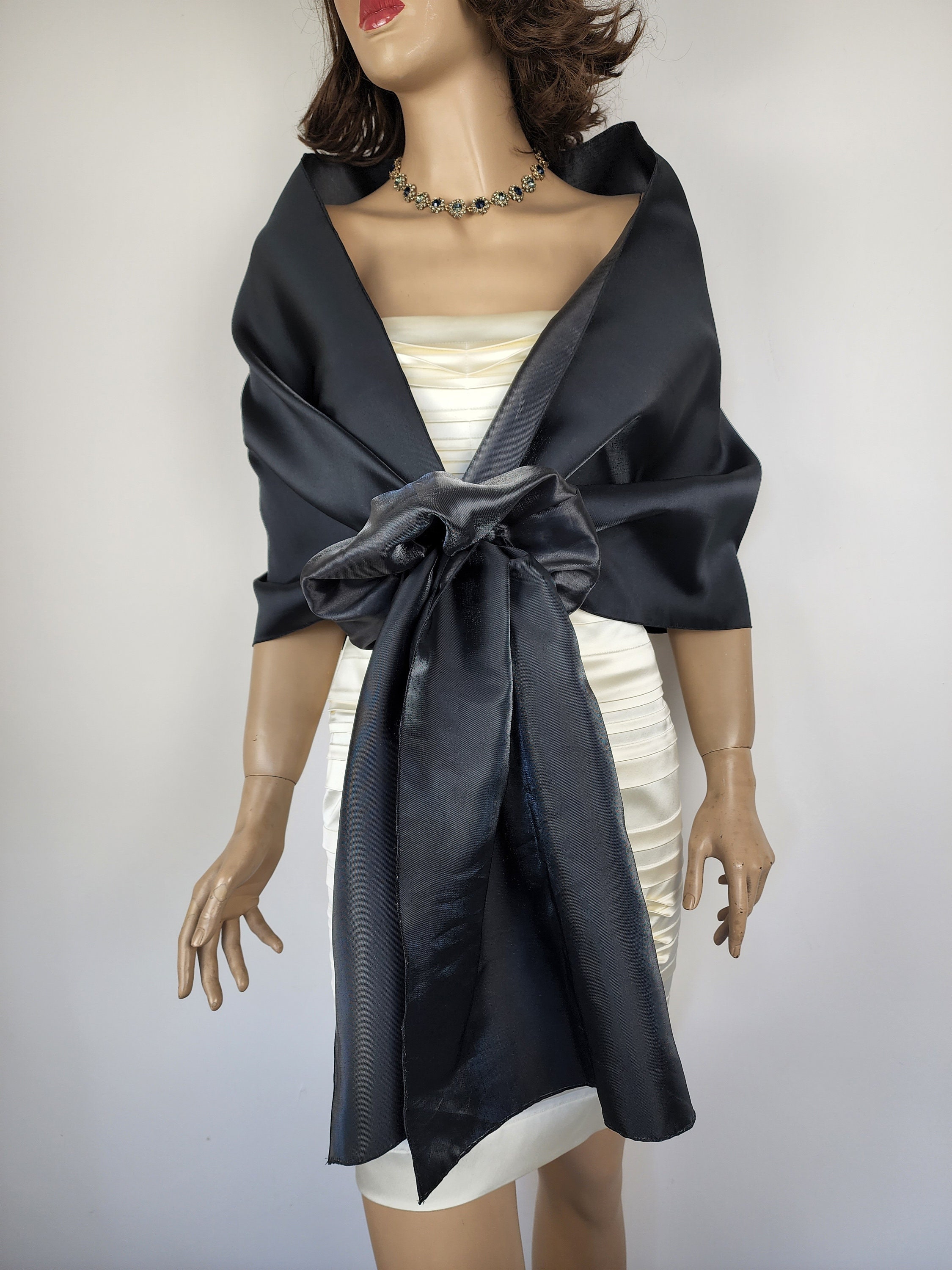 Oversized Black Satin Wrap Shawl, Black Satin Cover up Shawl, Black ...