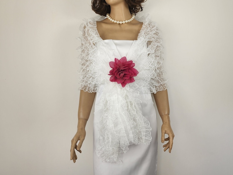 White Wedding Shawl, White Tulle Evening Shawl, Tulle Evening Wrap, off ...