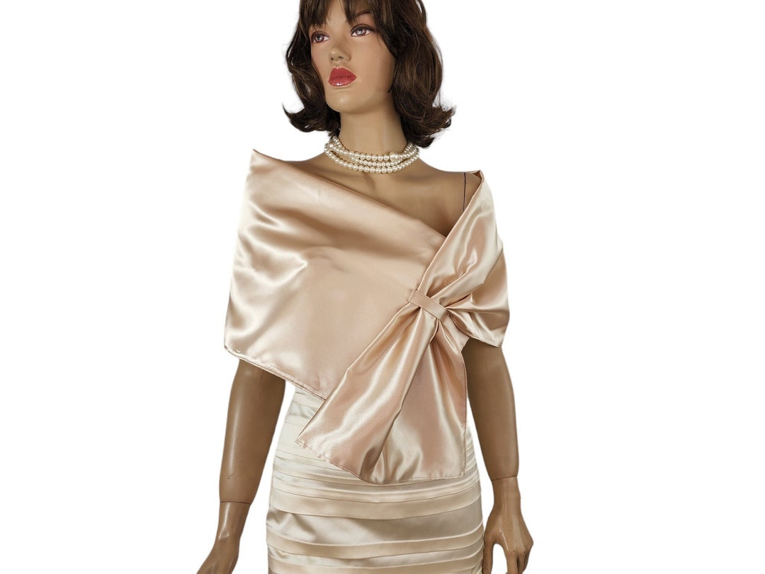 Champagne Wrap Shawl, Beige Shoulder Wrap, Gold Shawl, Gold Lace Shawl, Wheat Cocktail Dress ...