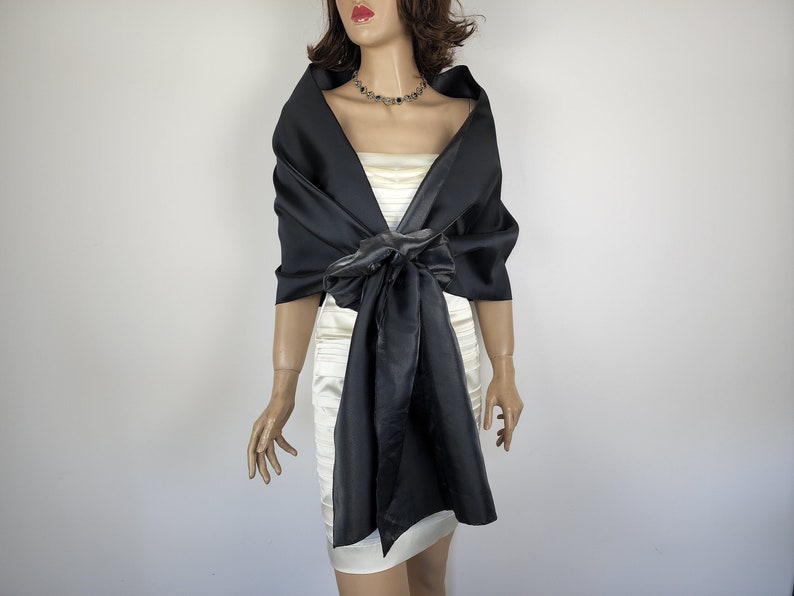 Oversized Black Satin Wrap Shawl: Evening & Formal Event Cover-up - Etsy