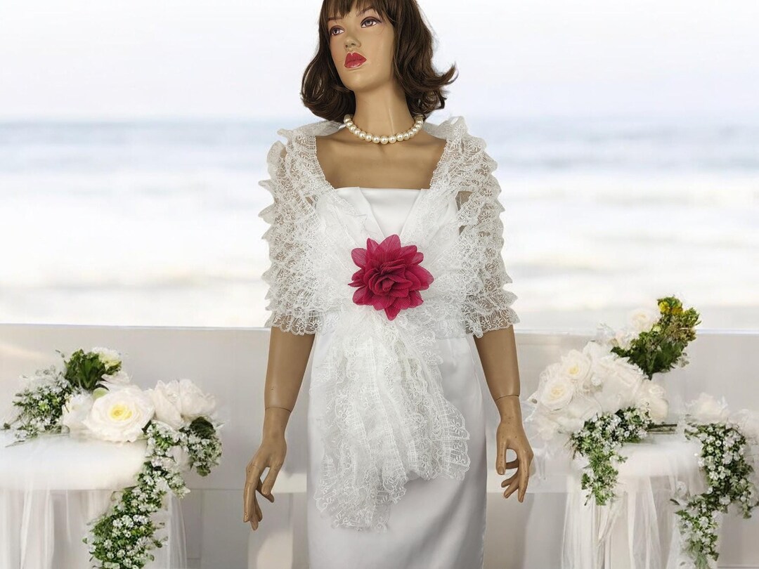 White Wedding Shawl, White Tulle Evening Shawl, Tulle Evening Wrap, off ...