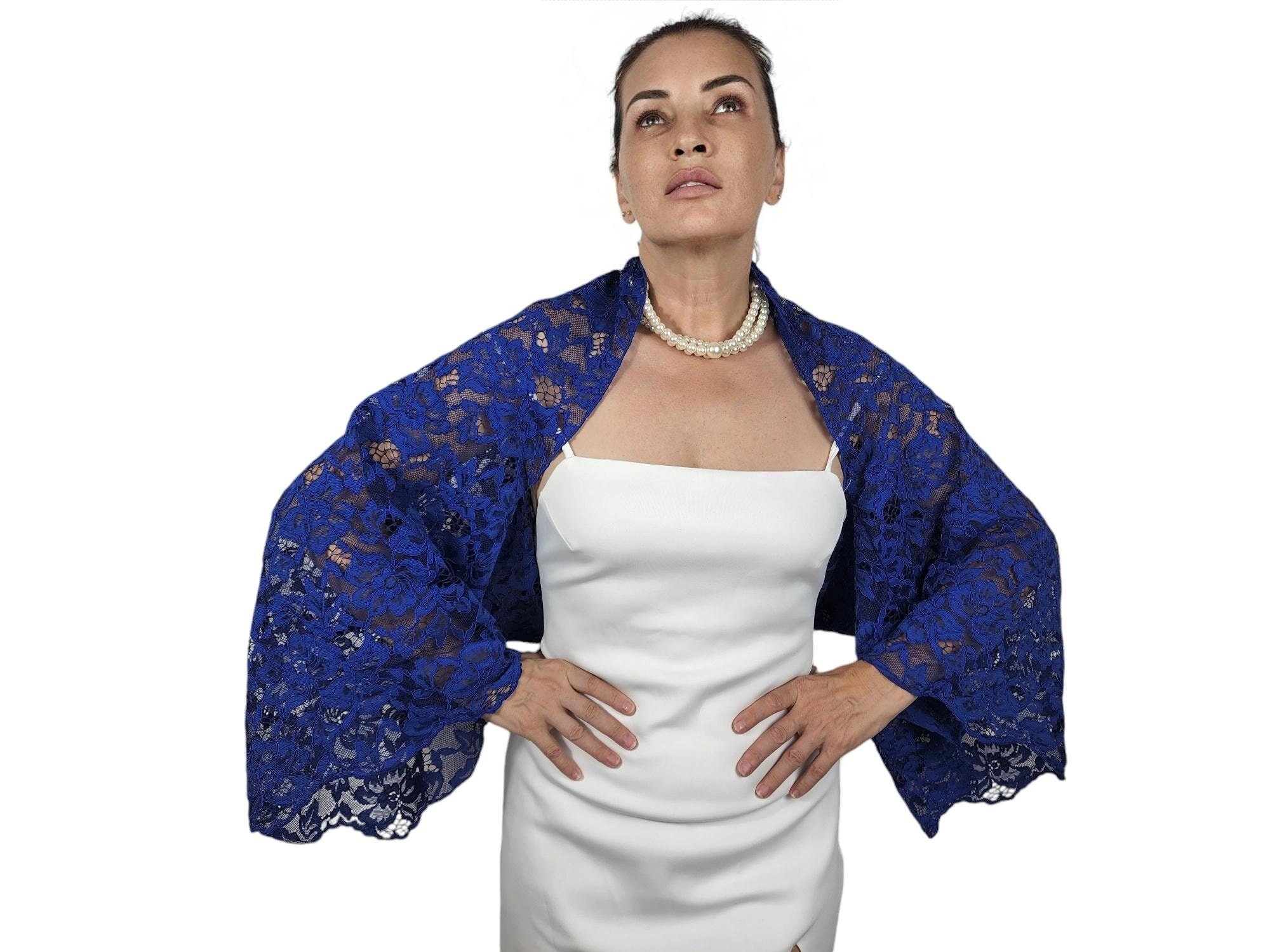 Royal Blue Bolero, Blue Sleeves Cape, Wedding Shrug, Bridesmaids Outfit ...