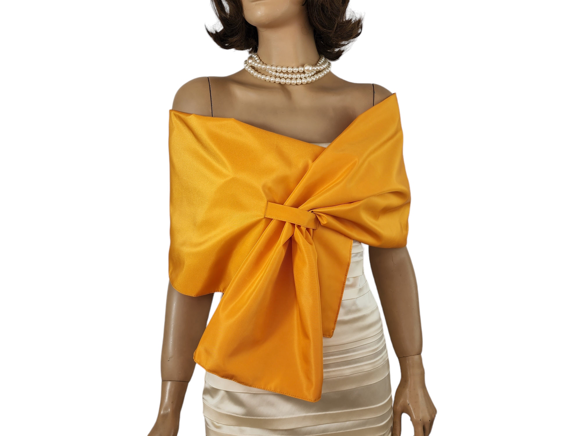 Ivory Satin Wrap Shawl: Bridal Evening Cover-up - Etsy
