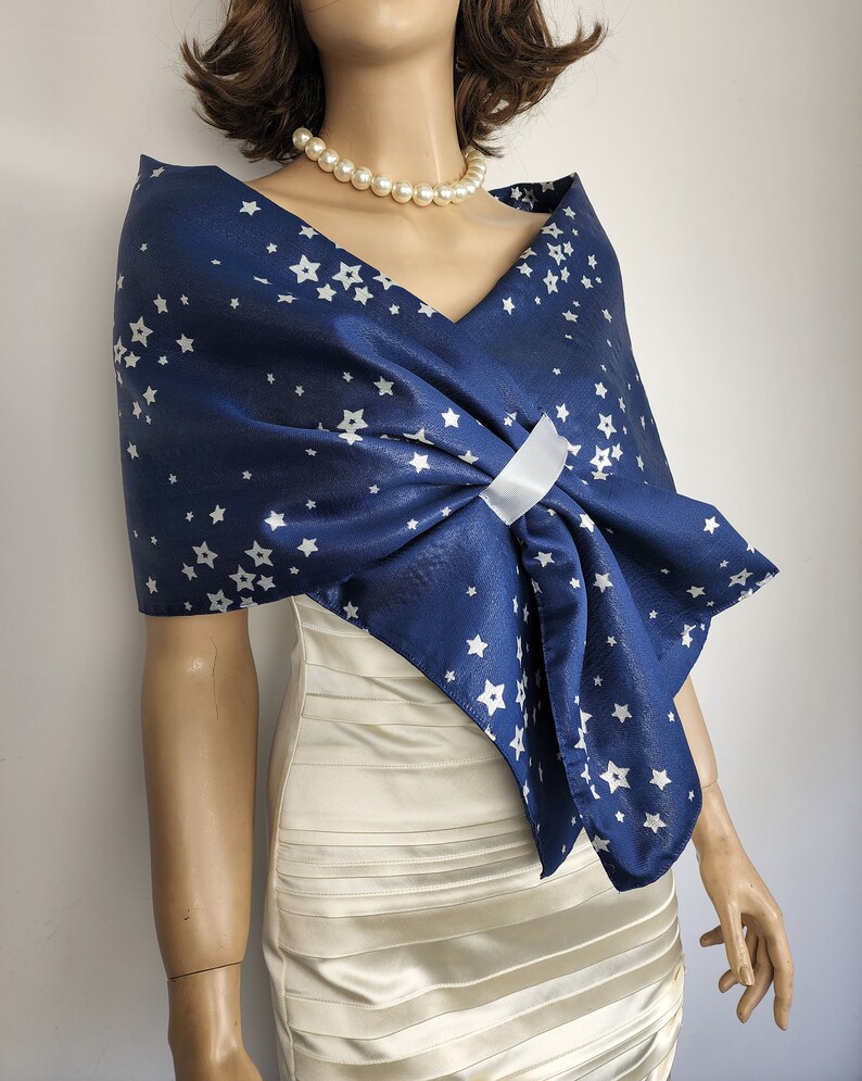 Navy Blue Satin Shawl: Formal Evening Wrap, Mother of the Bride - Etsy
